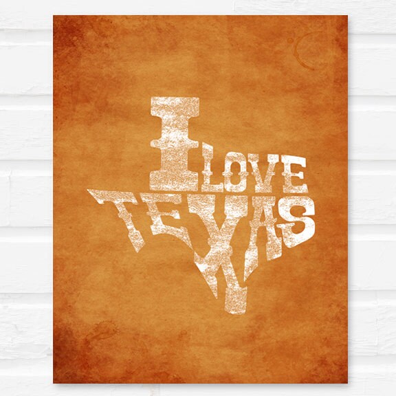 Customized I Love Texas Words Form State Orange White Red Blue - Etsy