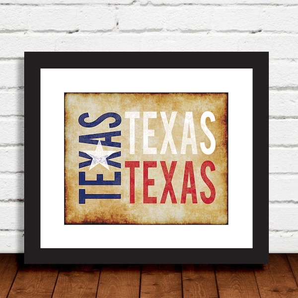 Texas Flag in State on Rustic Distressed Wood Background Wall Art Decor ...