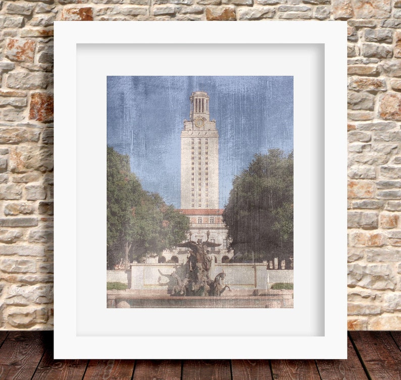 University of Texas Tower on Distressed Background Photo Print Wall Art ...
