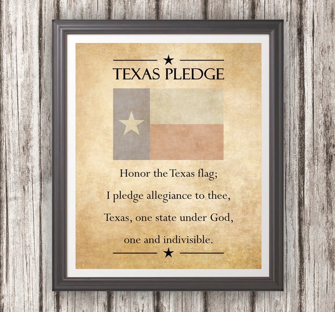 Texas Pledge Red White Blue Beige Rustic Wall Art Decor Photo Print - Etsy