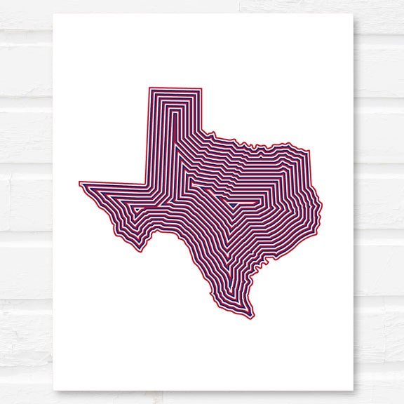 State of Texas Red White Blue Lines Print Wall Art Decor Photo Print - Etsy
