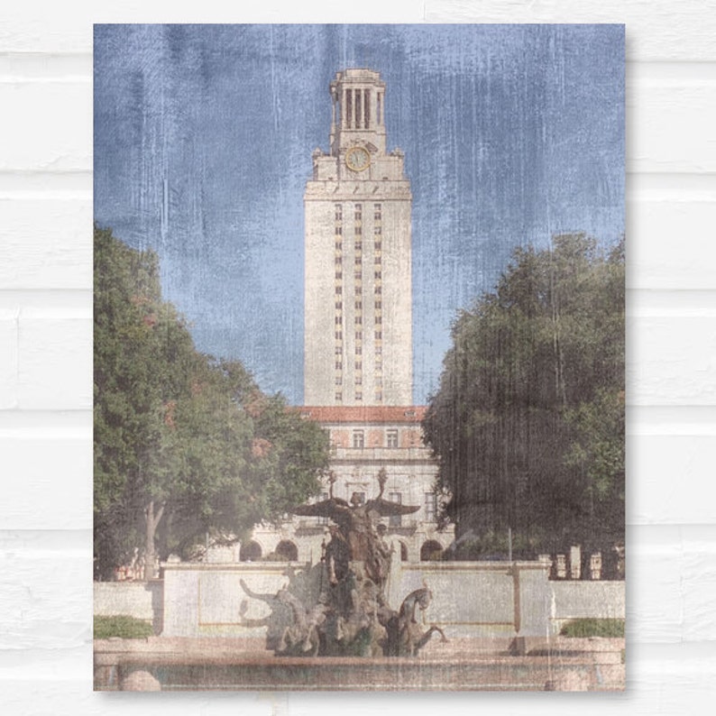 University of Texas Tower on Distressed Background Photo Print Wall Art ...