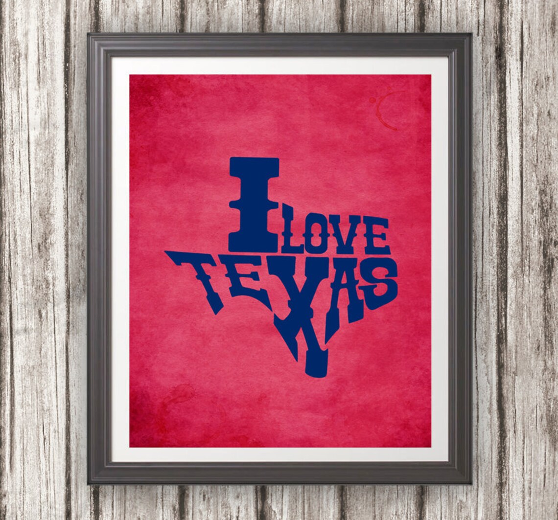 Customized I Love Texas Words Form State Orange White Red Blue - Etsy