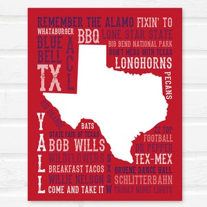 State of Texas With Texas Words Various Colors Art Print Wall Art Decor ...