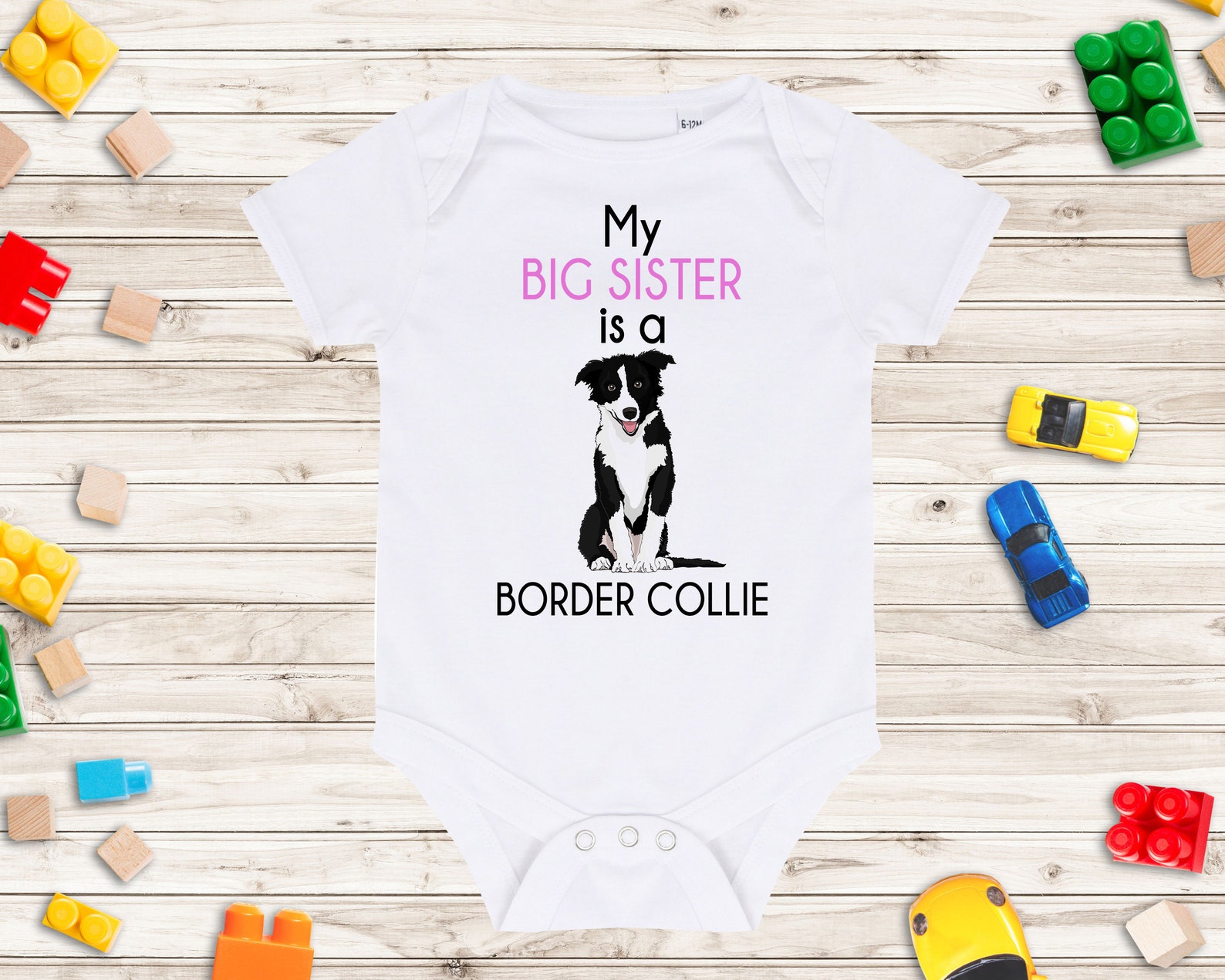 My Big Sister is a Border Collie Dog Baby Vest / Body Suit / - Etsy