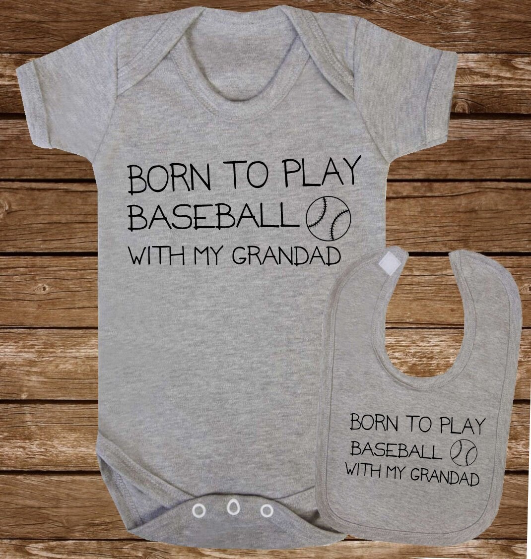 Baby Vest and Baby Bib Gift Set Born to Play Baseball With - Etsy