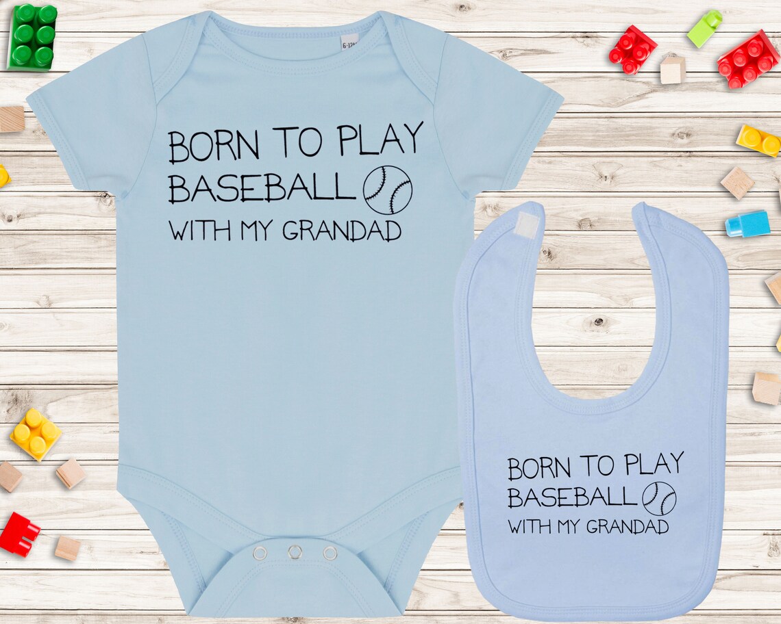Baby Vest and Baby Bib Gift Set Born to Play Baseball With - Etsy