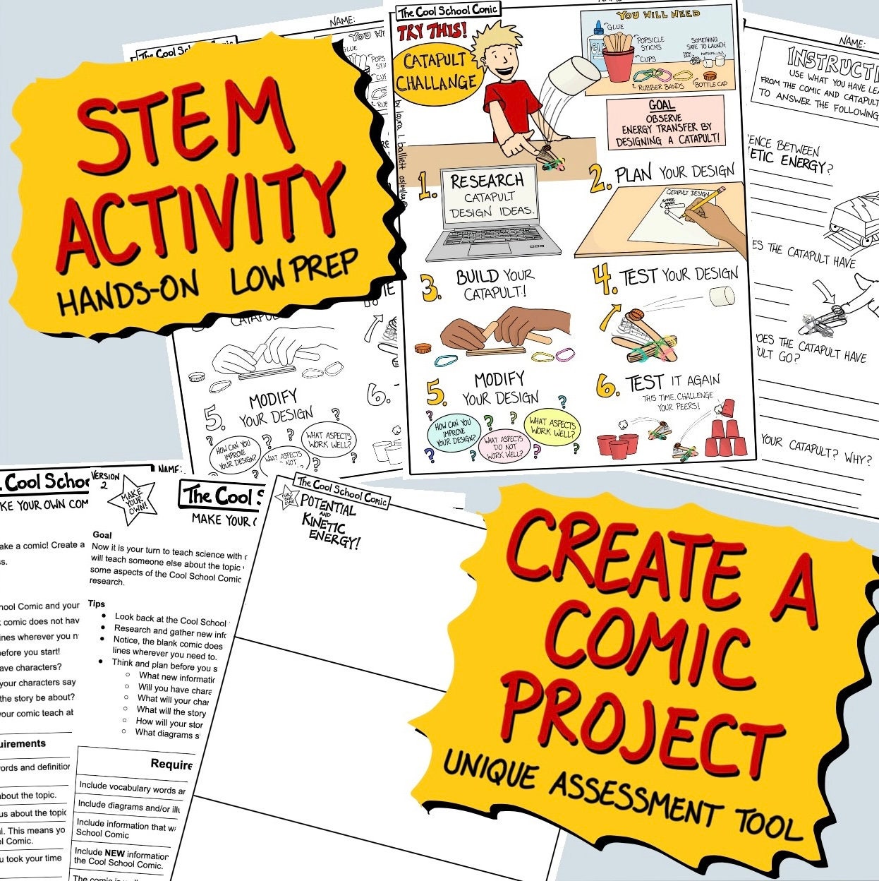 Potential and Kinetic Energy Comic (complete Lesson Plan) - Etsy