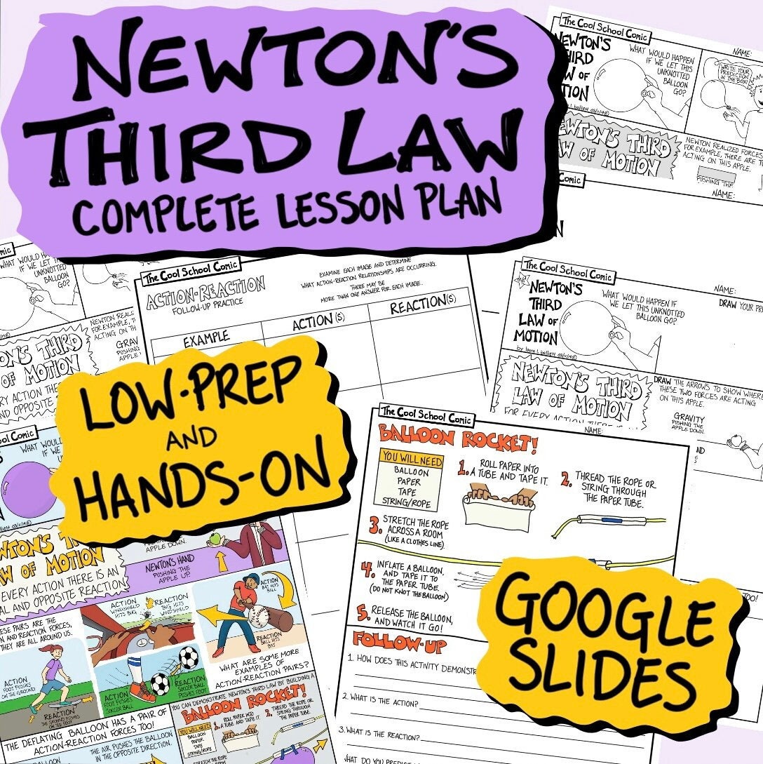 Newton's Third Law of Motion Comic and Lesson Plan - Etsy