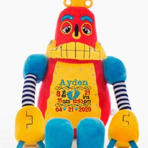 Personalized Embroidered Cubbies Signature Robot, Stuffed Animal ...