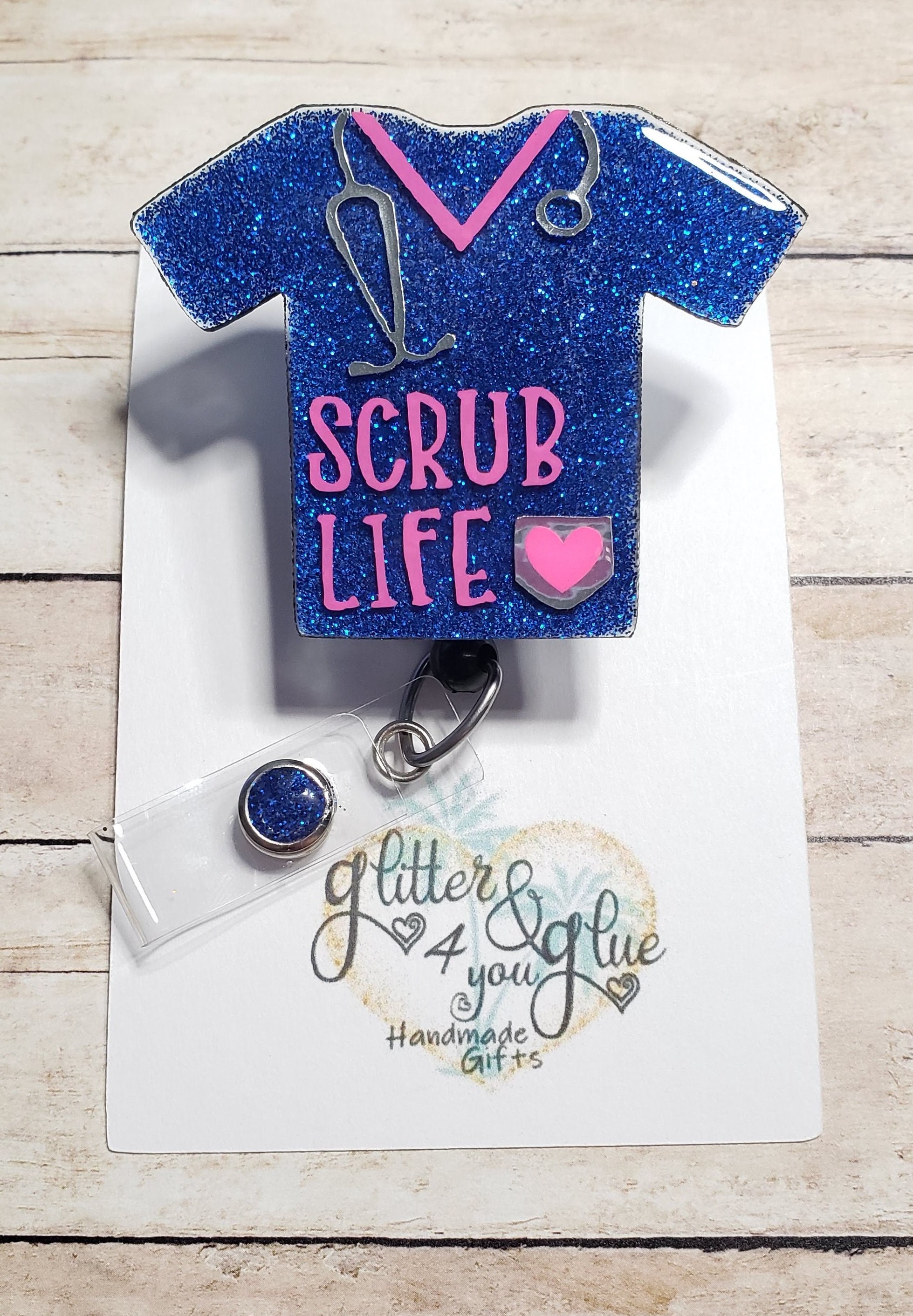Scrub Life Badge Reel, Nurse Life, Retractable Custom Badge Reel ...