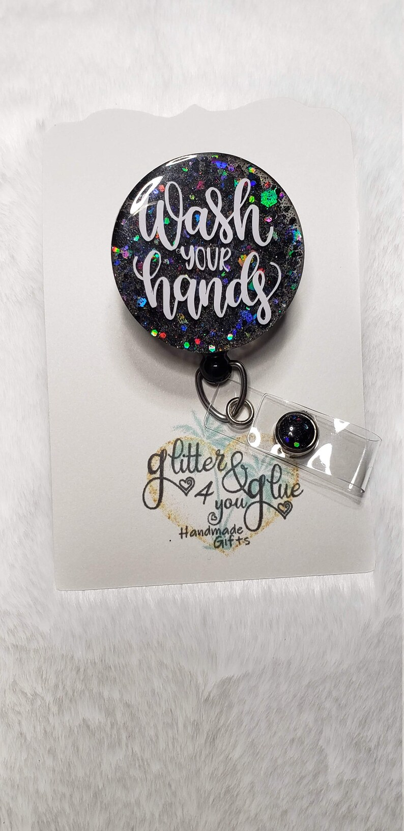 Wash Your Hands Badge Reel, Retractable ID Holder, Interchangeable ...