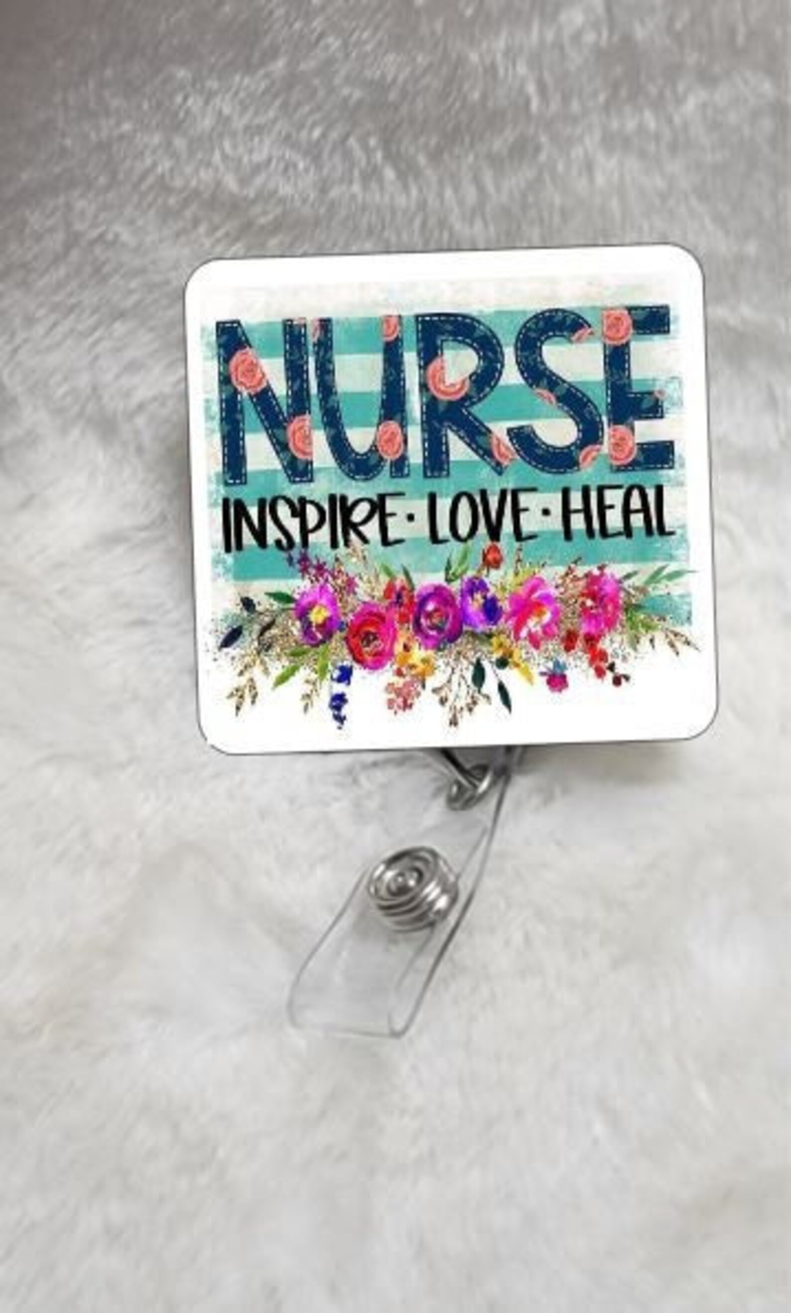 Nurse, Inspire, Love Heal, Nurse Life, Badge Reel, Retractable ...