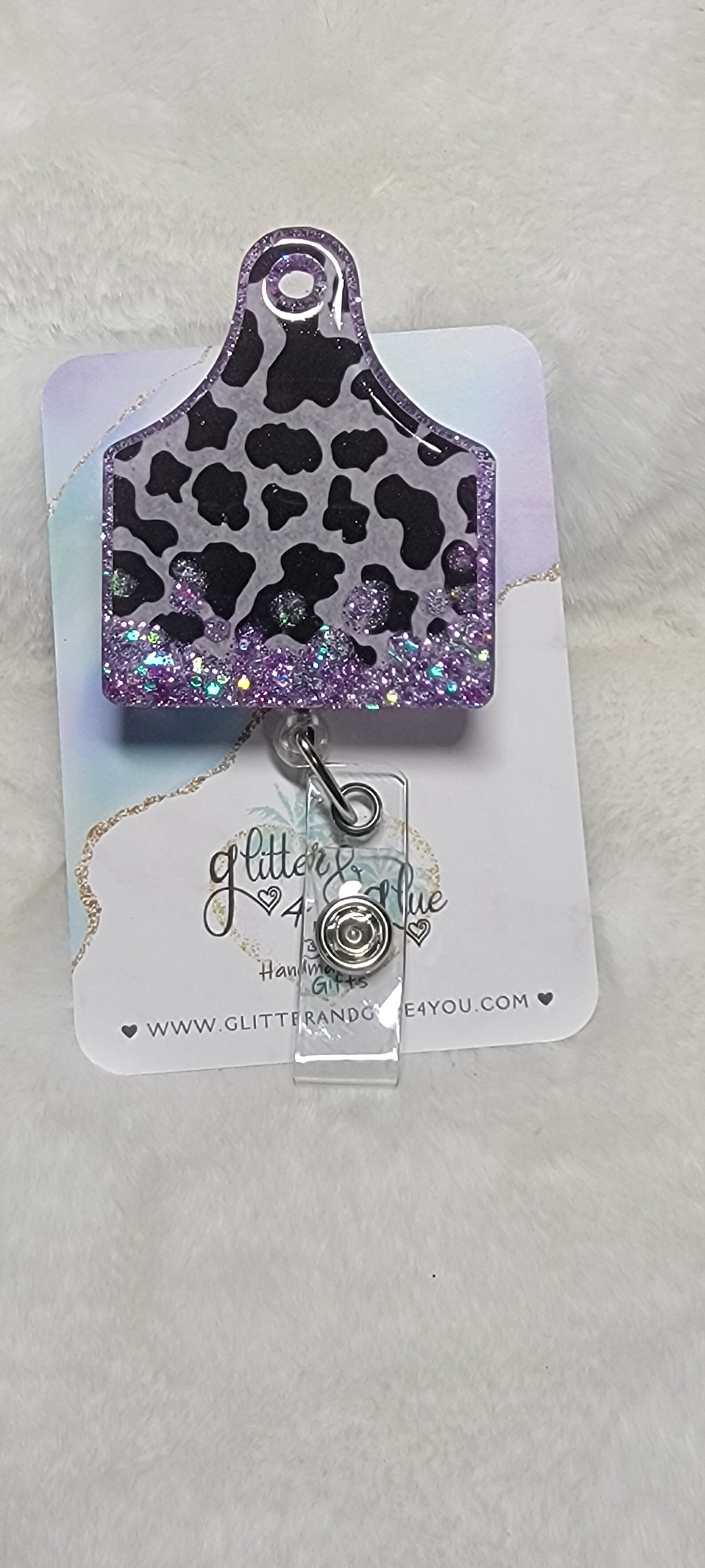 Cow Tag With Turquoise Glitter Personalized Interchangeable - Etsy