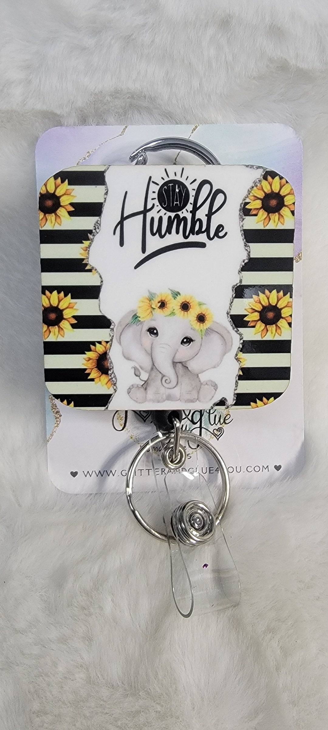 Stay Humble, Elephant, Sunflower, Badge Reel, Retractable ...