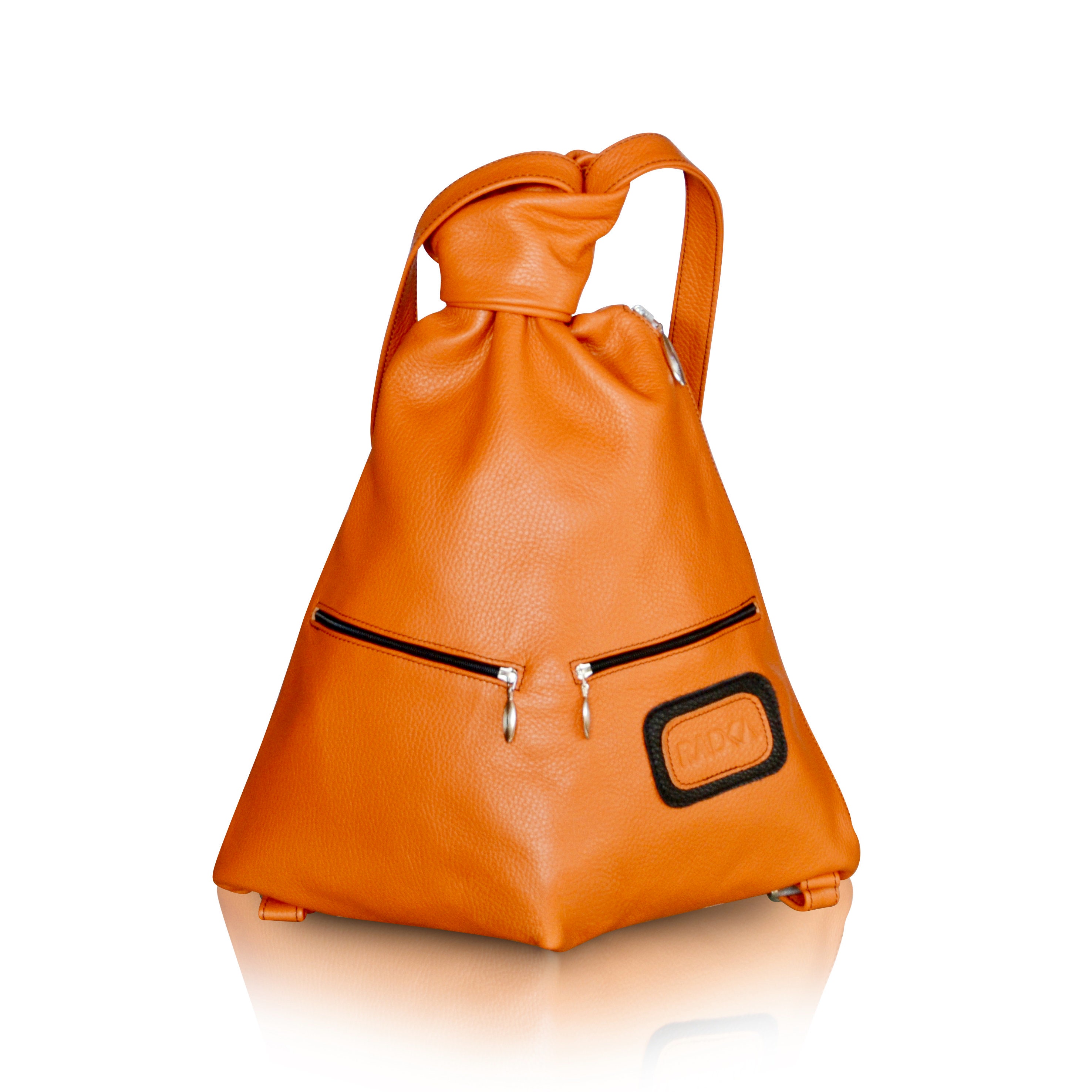 Handmade Italian Leather Triangular Backpack: Knot Closure - Etsy