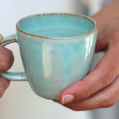 Turquoise Pottery Mug Ceramic Coffee Mug Tumbler Light Blue - Etsy Sweden