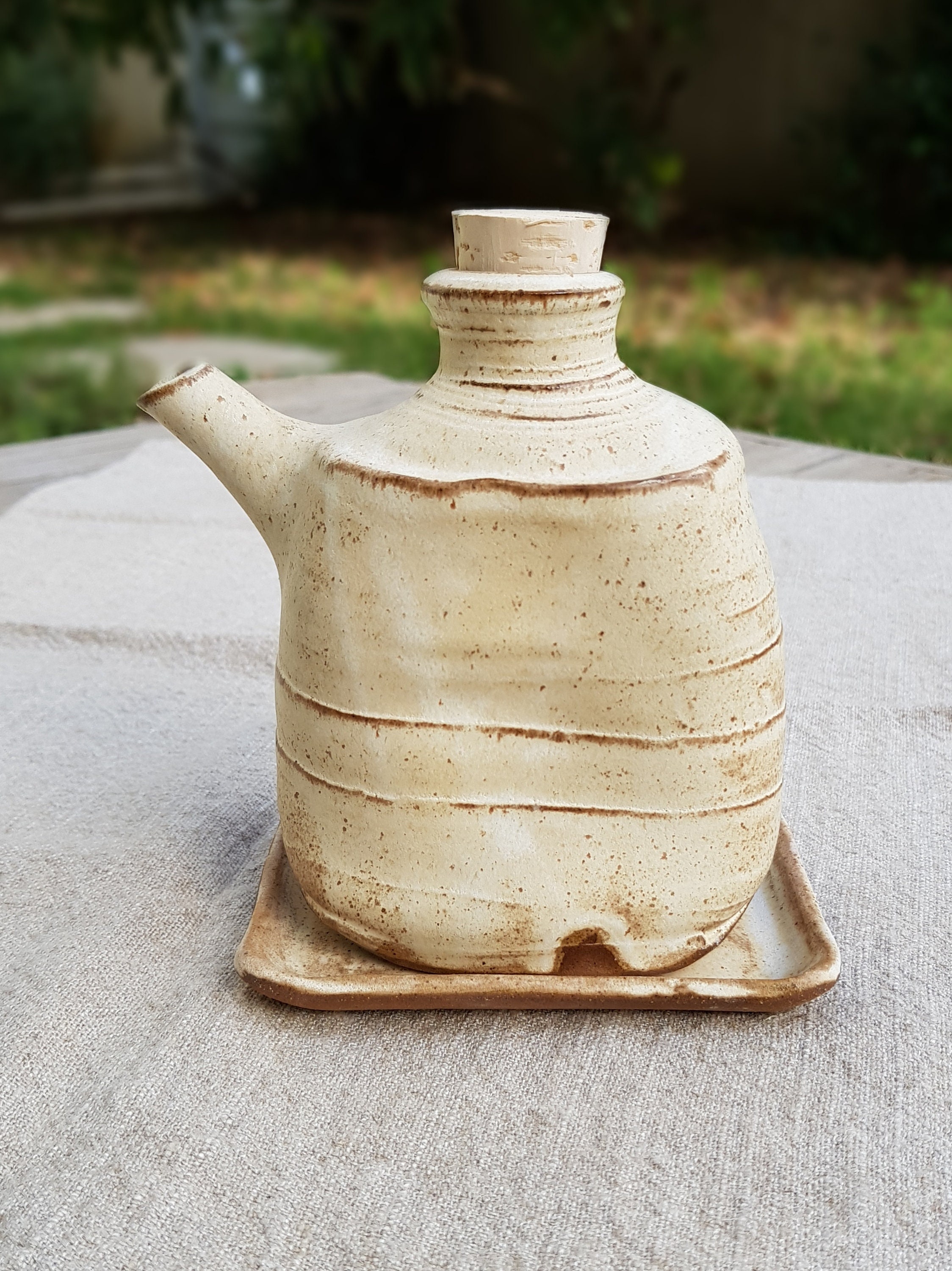 Stoneware Olive Oil Flask Pottery Flask Vinegar Decanter - Etsy UK