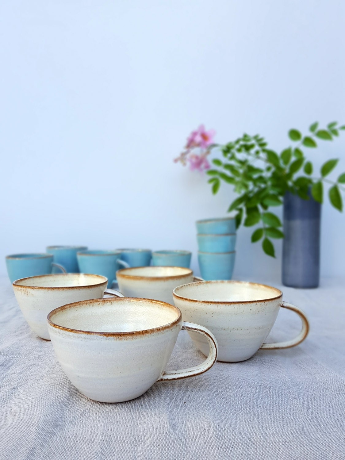 Cappuccino Cup, Rustic Coffee Mug, White Ceramic Mug - Etsy