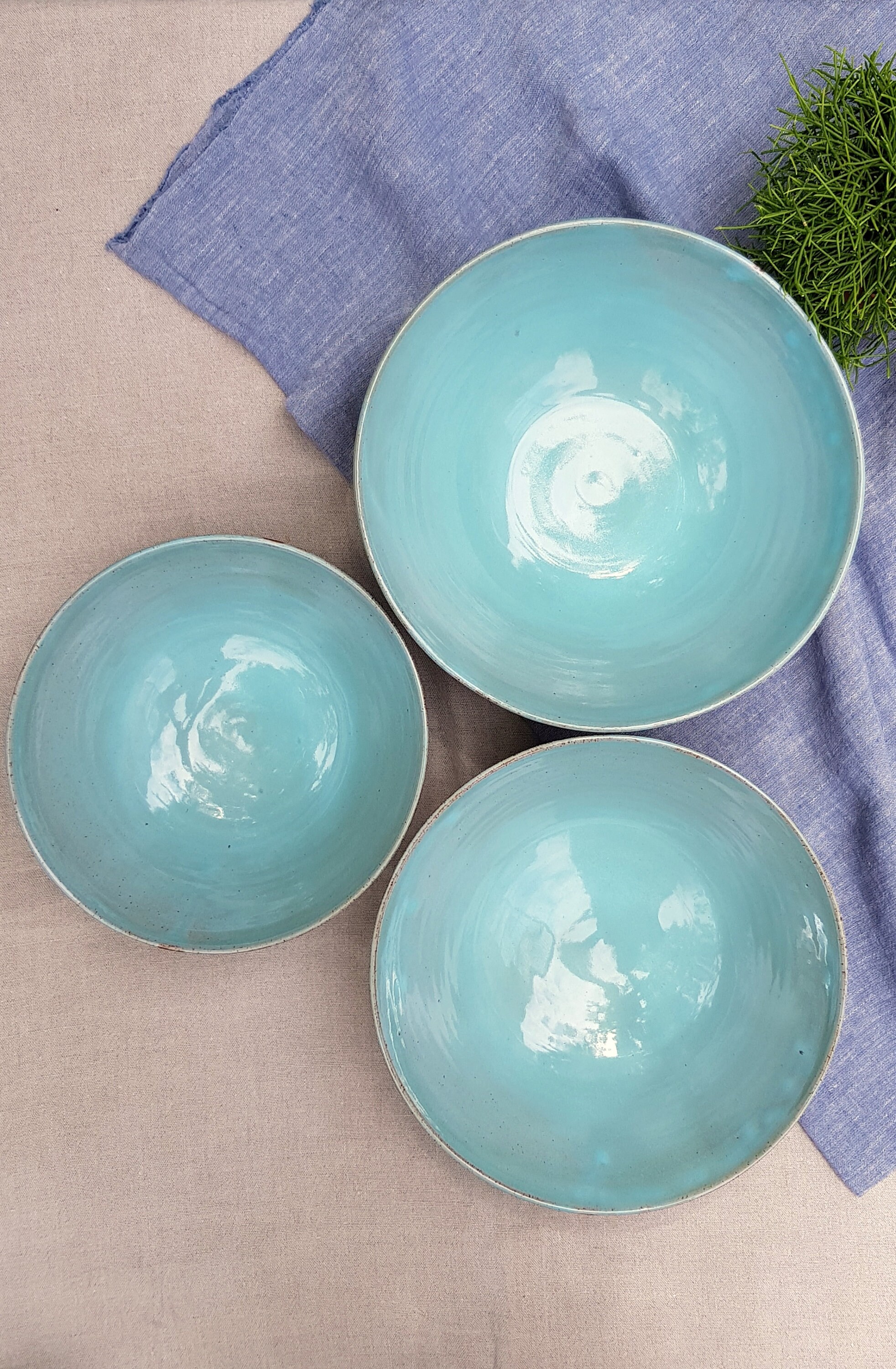 Large Ceramic Serving Bowls Handmade Turquoise Large | Etsy