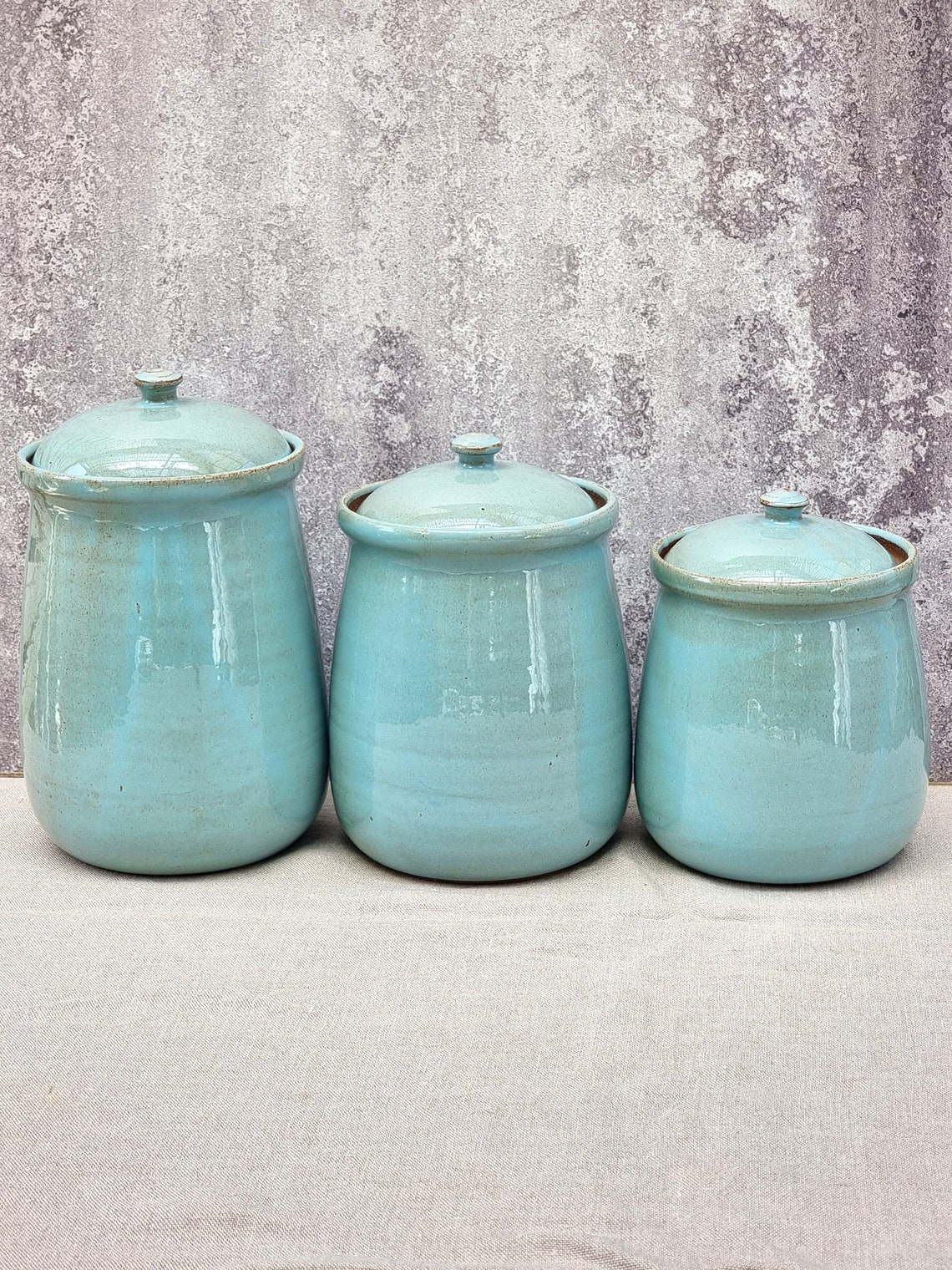 3 Turquoise Canister Set for Flour Sugar and Coffee/tea - Etsy
