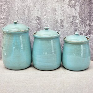 3 Turquoise Canister Set for Flour Sugar and Coffee/tea - Etsy