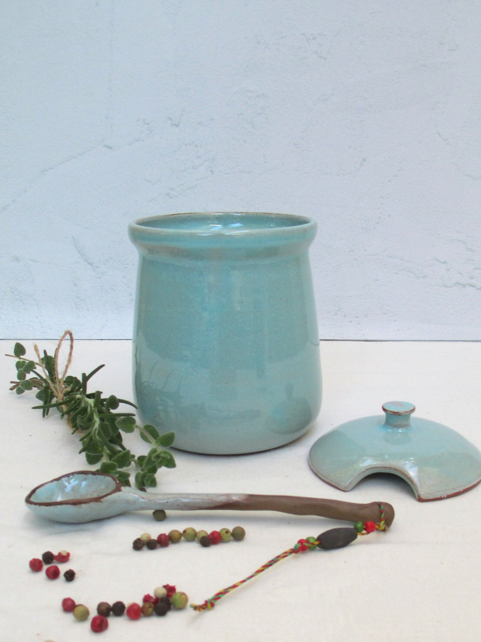 Salt Cellar With Lid Ceramic Honey Jar Pottery Sugar Jar - Etsy