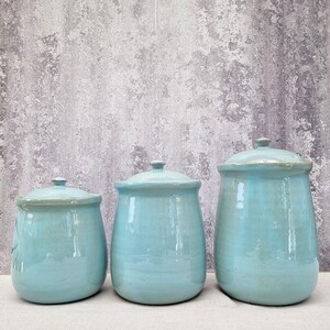 3 Turquoise Canister Set for Flour Sugar and Coffee/tea - Etsy