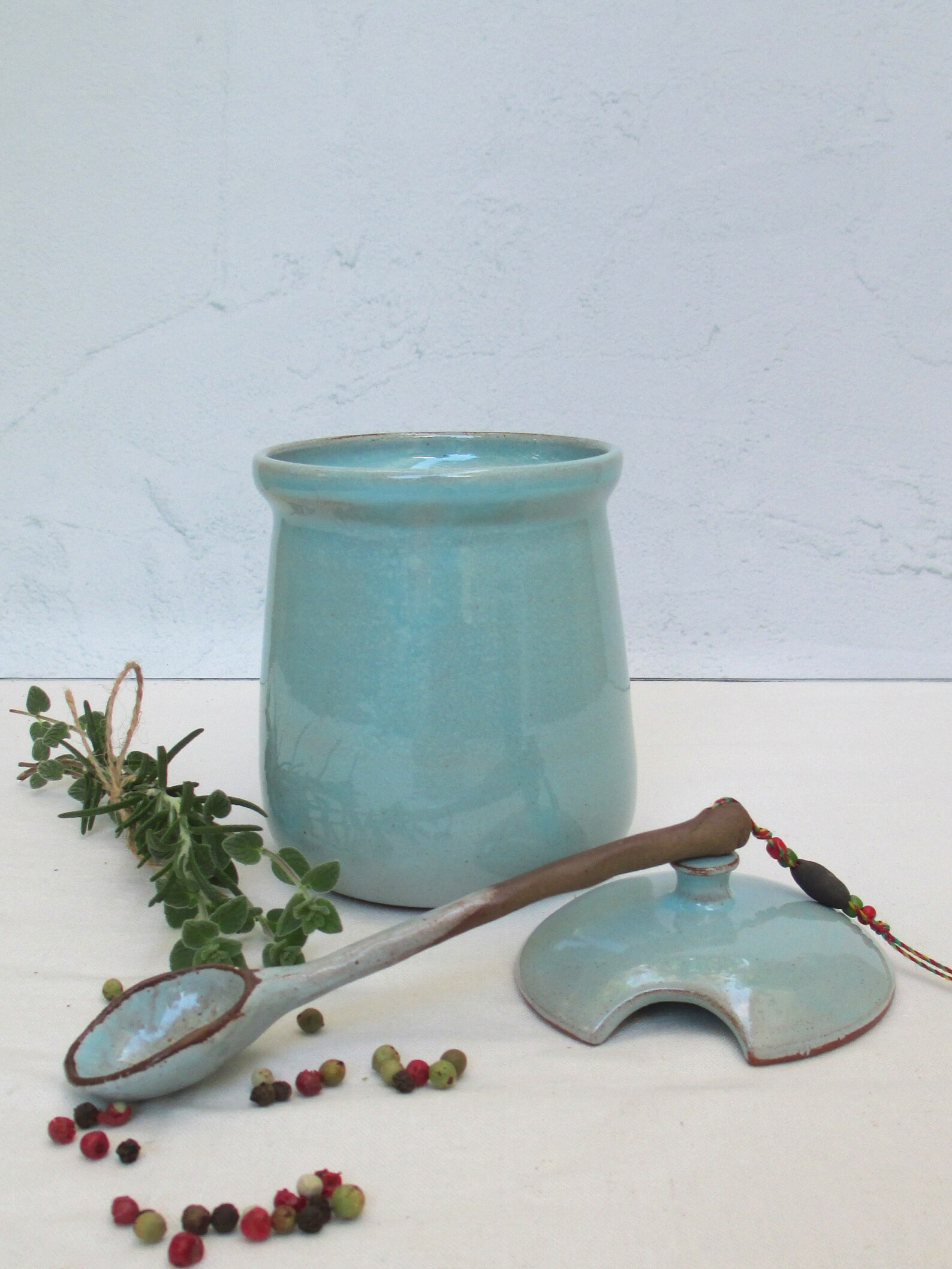 Salt Cellar With Lid Ceramic Honey Jar Pottery Sugar Jar - Etsy