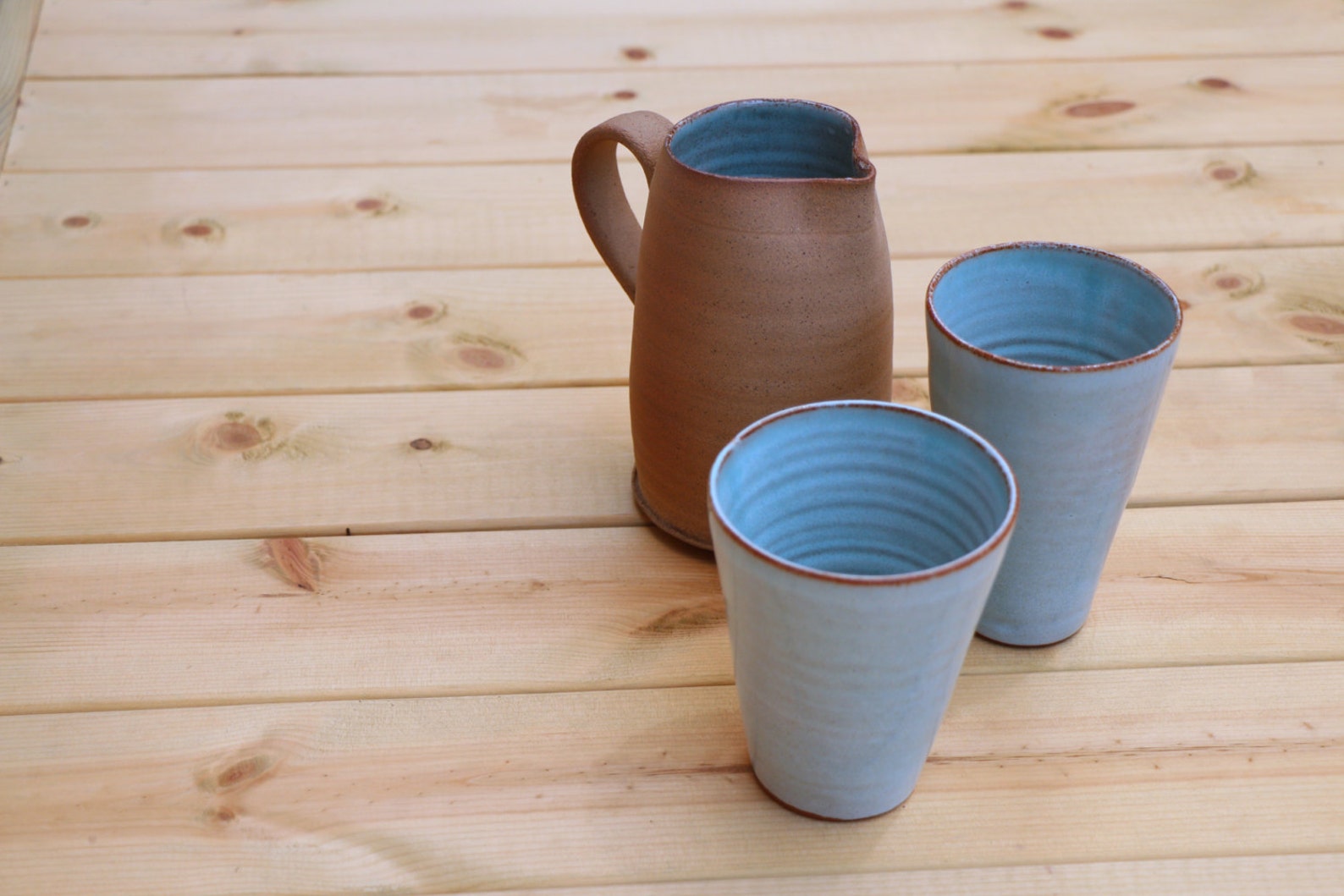 Turquoise Ceramic Pitcher and Mugs Pitcher Set Wine Set - Etsy