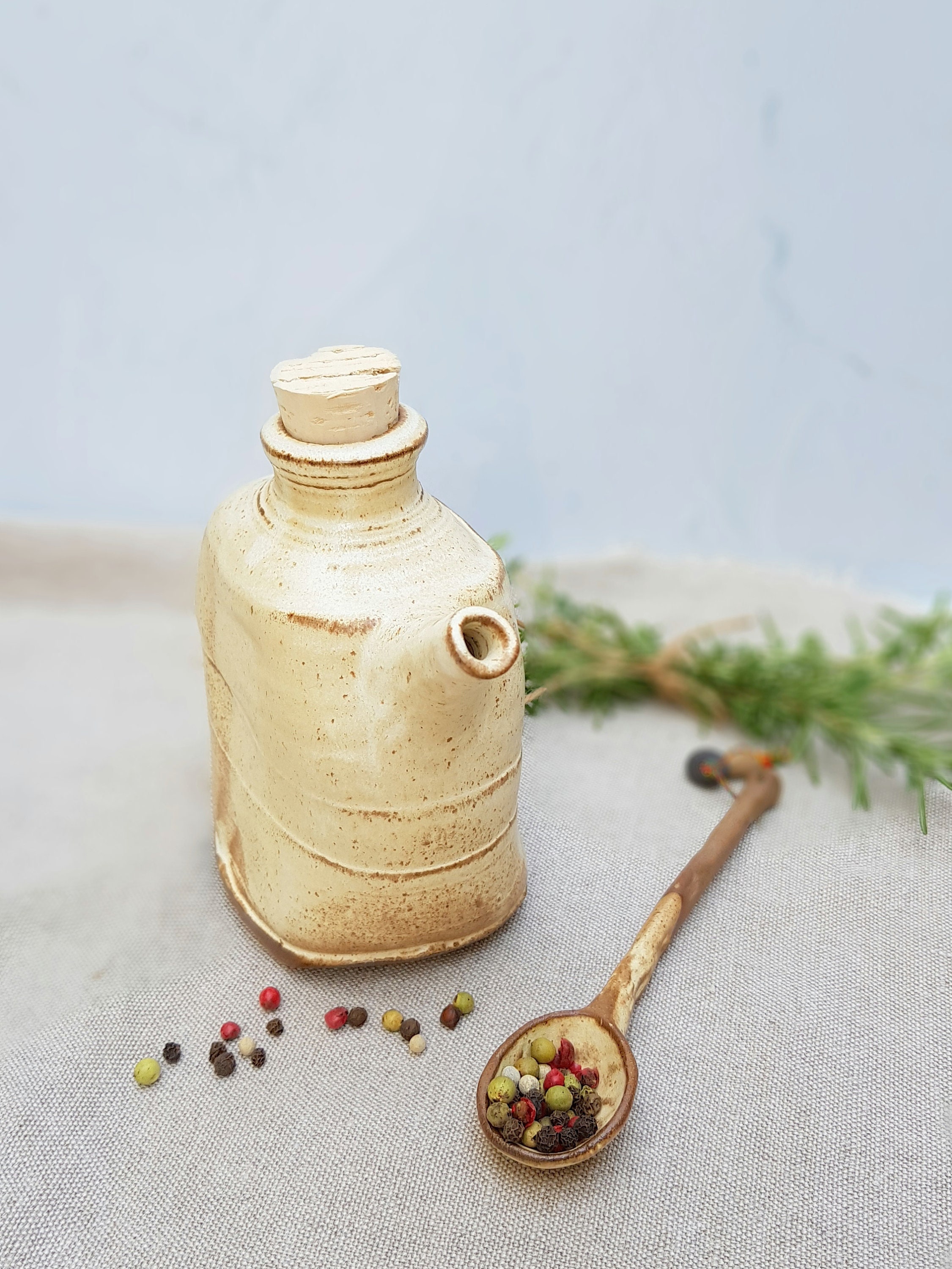 Stoneware Olive Oil Flask Pottery Flask Vinegar Decanter - Etsy UK