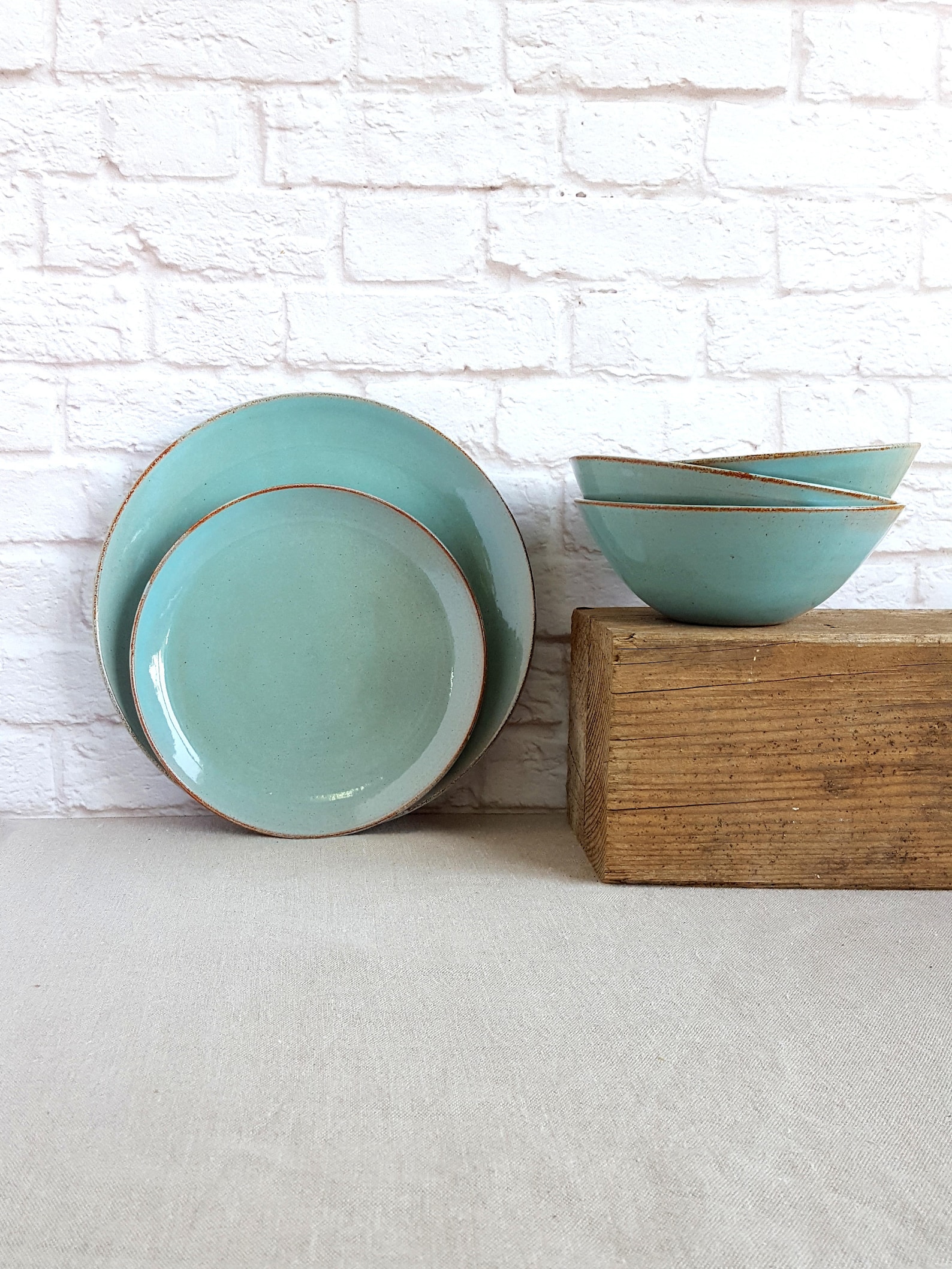 Turquoise Dinnerware set Stoneware Dinnerware Wedding Gift | Etsy