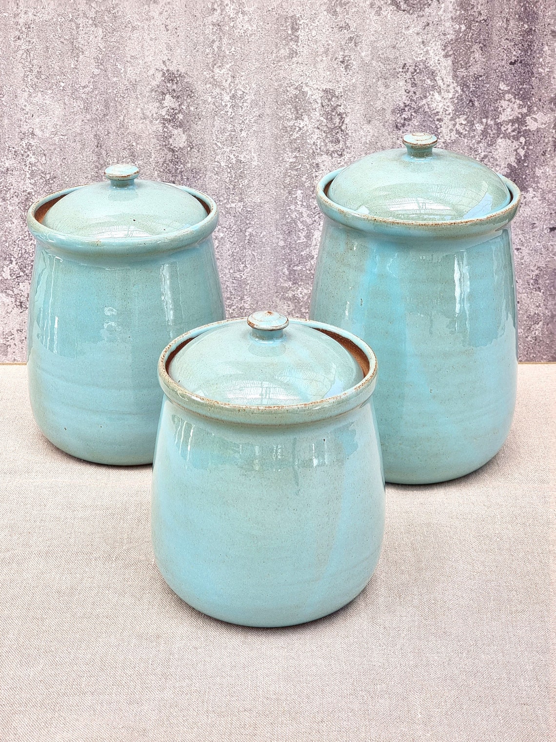 3 Turquoise Canister Set for Flour Sugar and Coffee/tea - Etsy