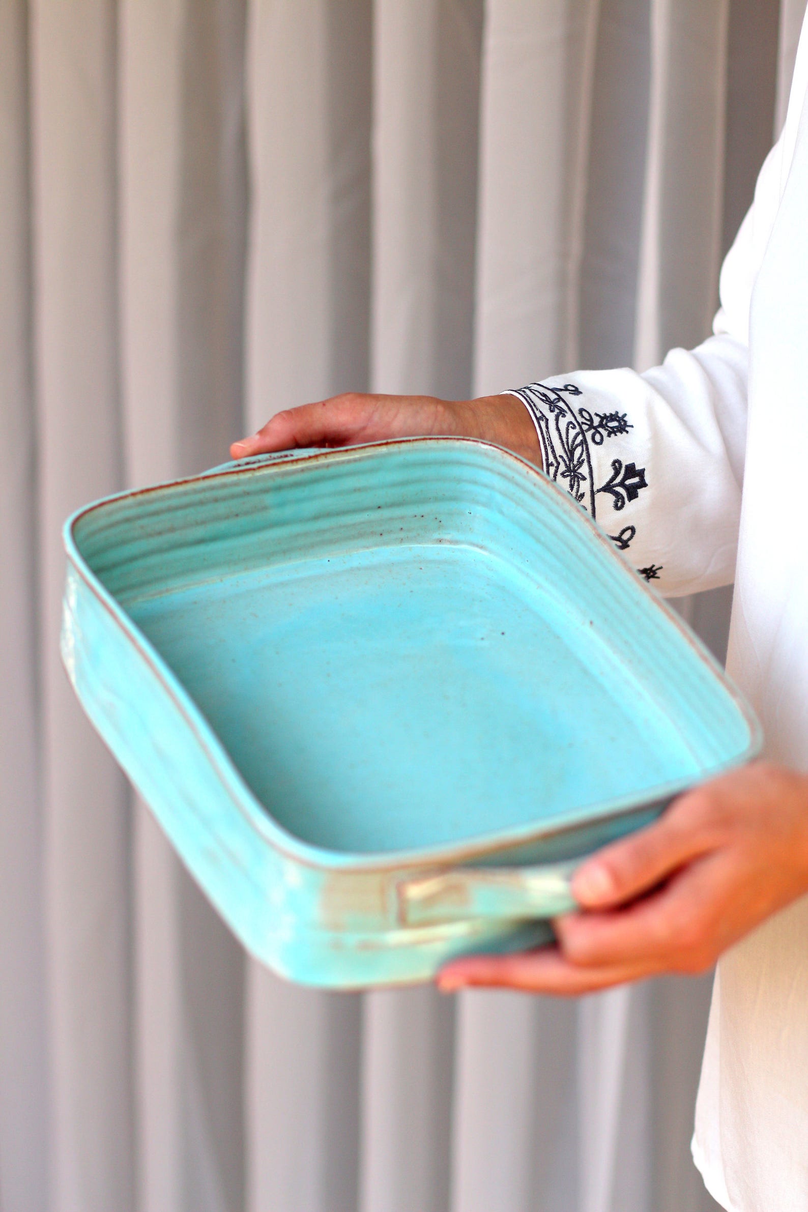 Large Ceramic Casserole Dish, Turquoise Glaze, New Home Gift - Etsy