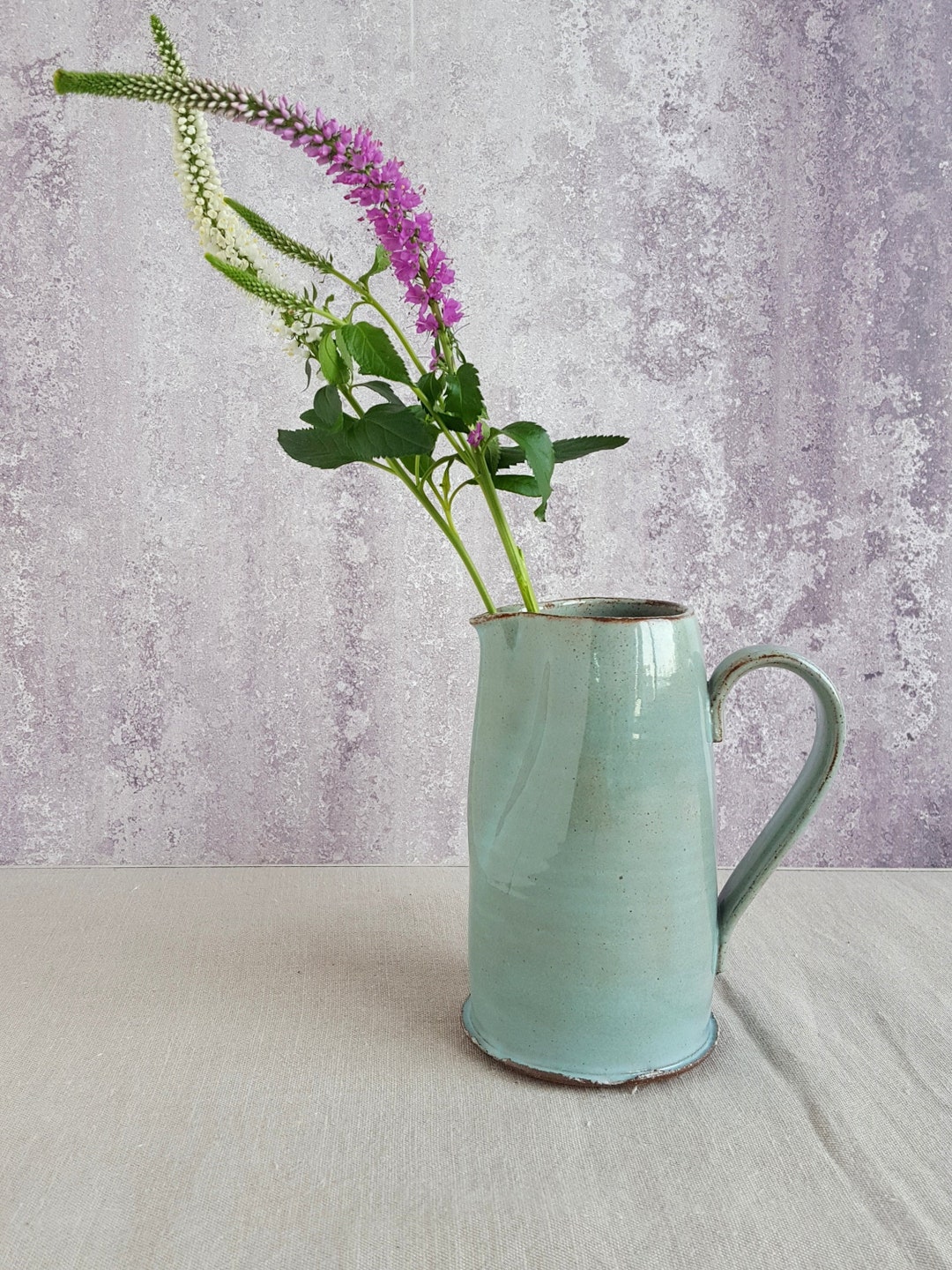 Ceramic Pitcher Vase, Farmhouse Ceramic Pitcher, Flowers Lover Gift ...