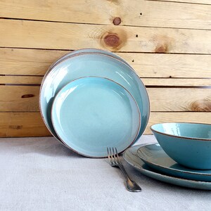 Turquoise Dinnerware Set, Stoneware Dinnerware, Wedding Gift Idea ...