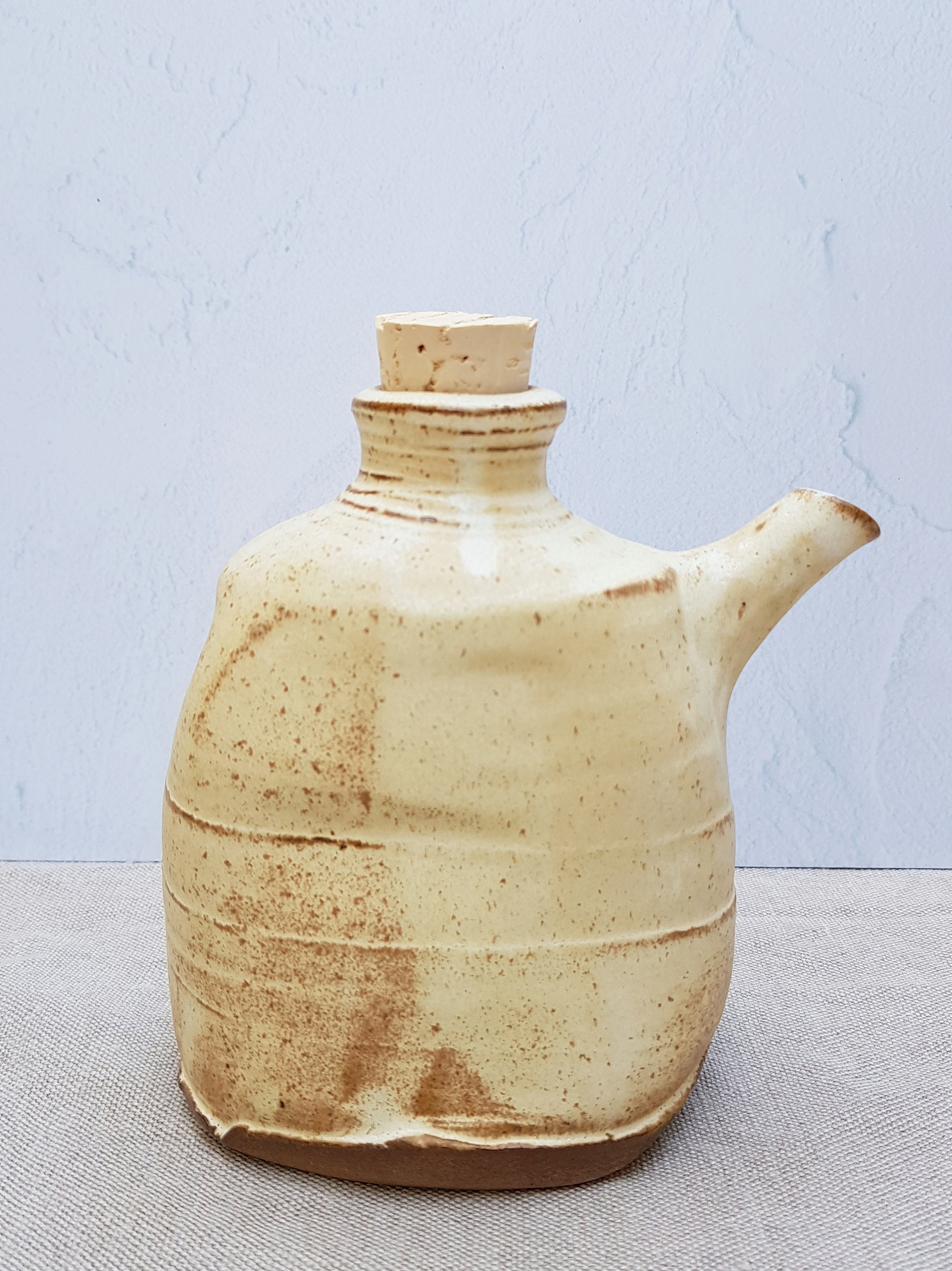 Stoneware Olive Oil Flask Pottery Flask Vinegar Decanter | Etsy