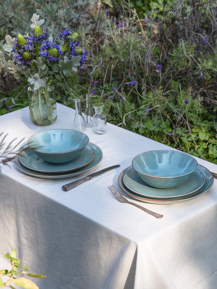 Stoneware Dinnerware Set for 8 Pottery Dinnerware Set | Etsy