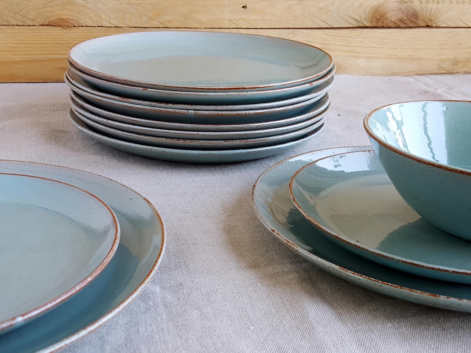 Turquoise Dinnerware Set Stoneware Dinnerware Wedding Gift - Etsy UK