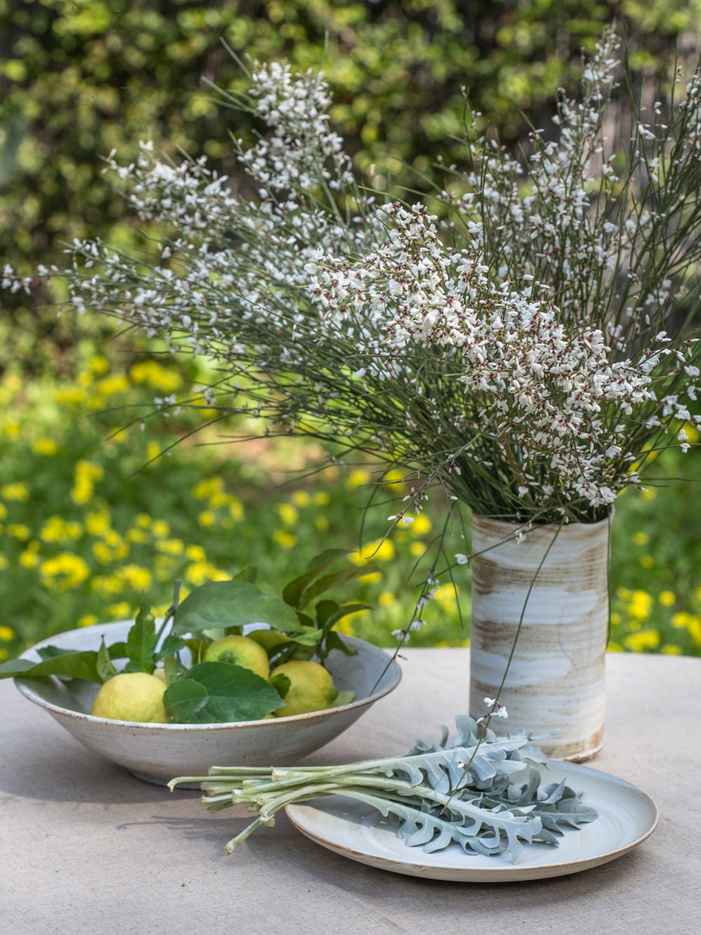 Large Stoneware Bowl, White Pottery Decorative Bowl, Ceramic Bowl - Etsy