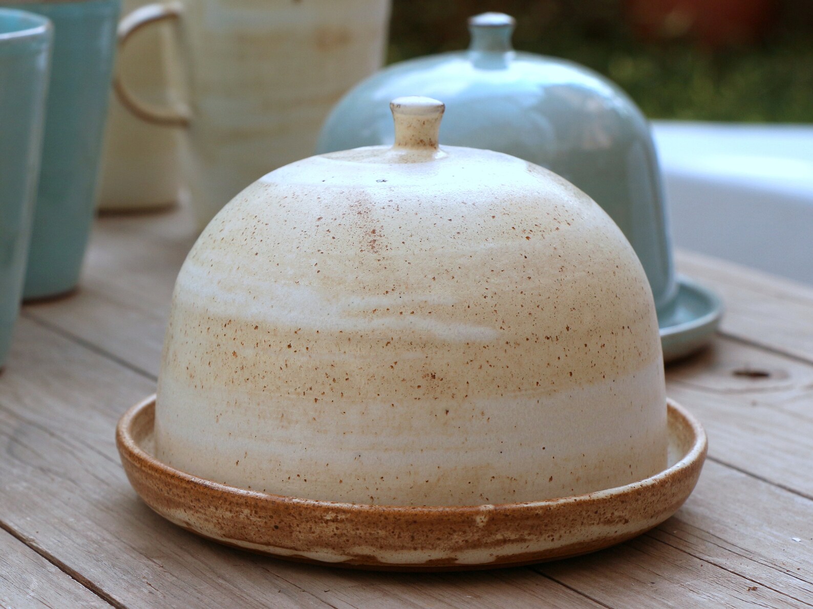 Ceramic Set of Honey Jar and Butter Dish, Pottery Canister Set for the ...