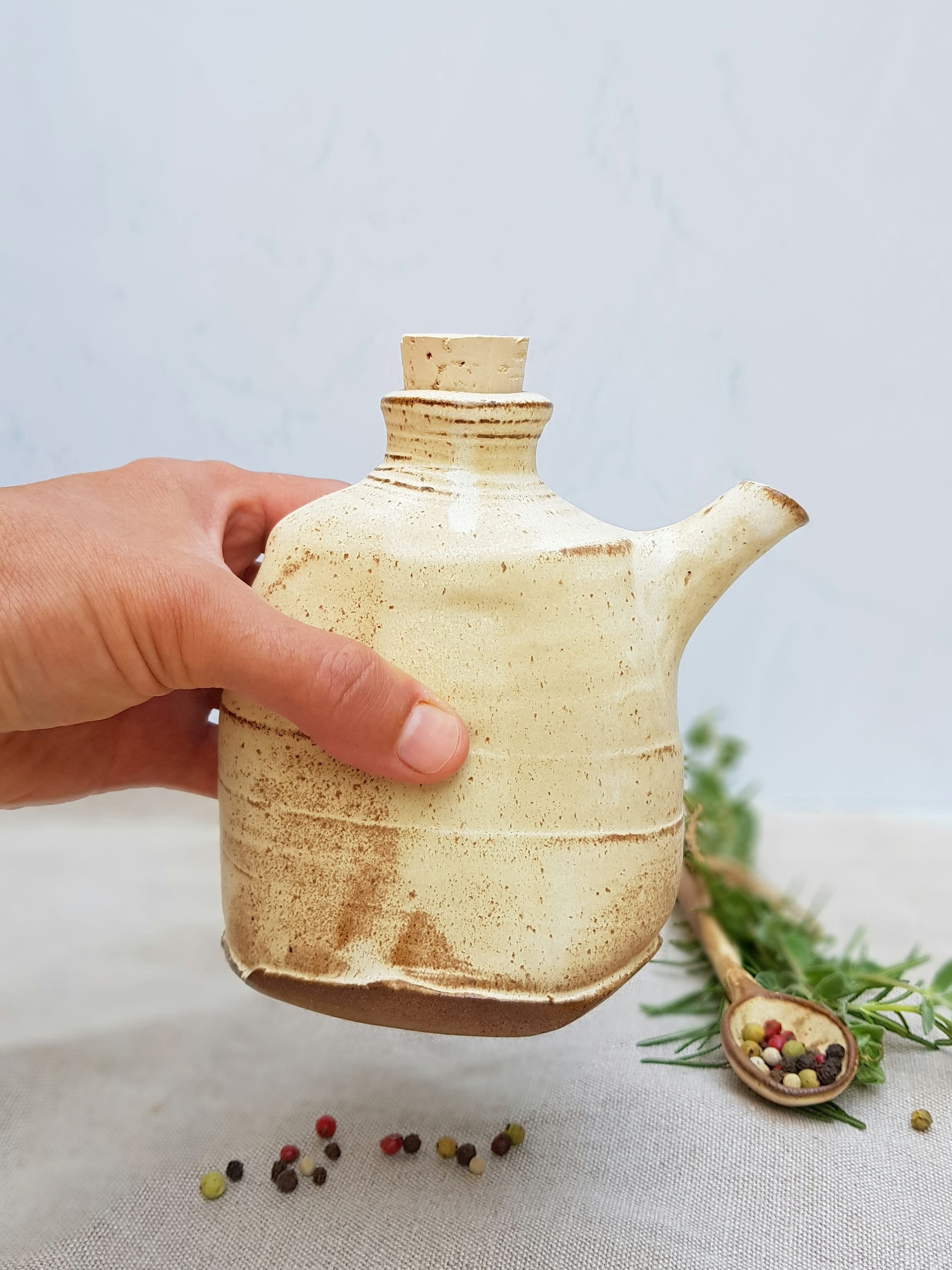 Pottery Ceramic Kitchen Oil Pourer. Vinaigrette Pourer Oil Kitchen ...