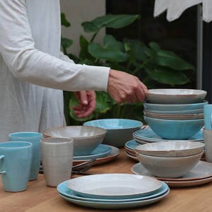 Stoneware Dinnerware Set, Mix and Match Dinnerware Set, Pottery ...