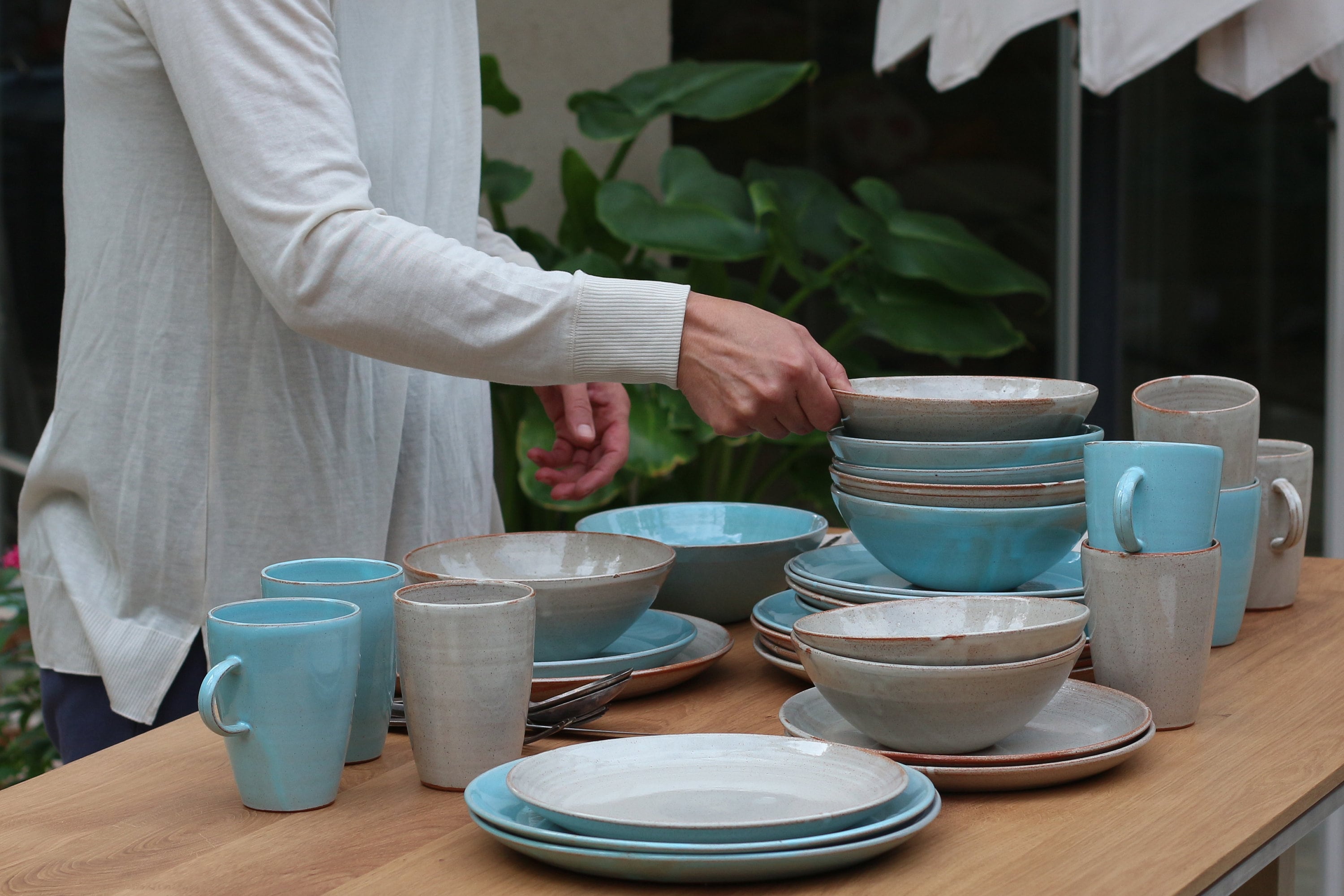 Stoneware Dinnerware Set, Mix and Match Dinnerware Set, Pottery ...