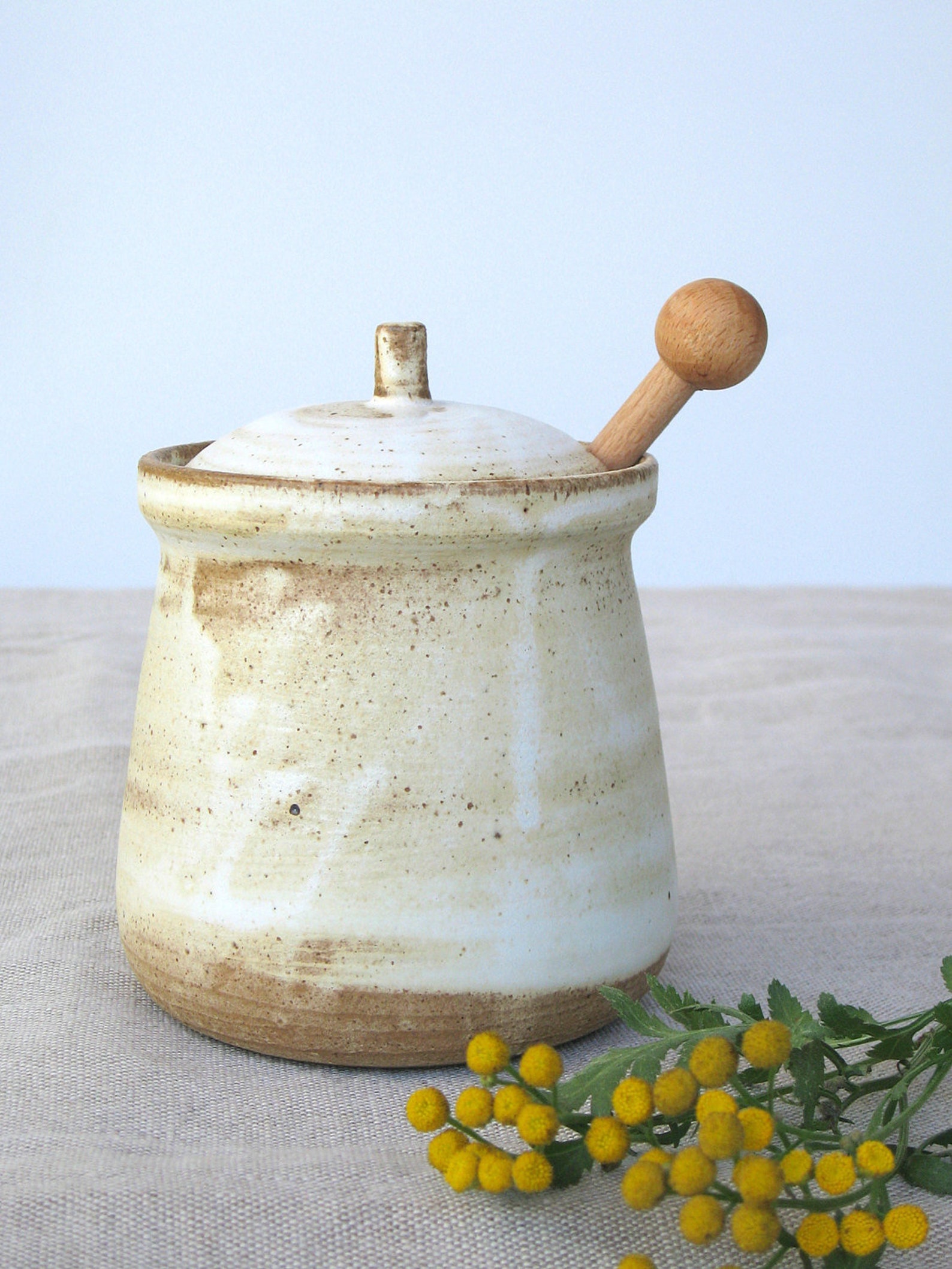 Ceramic Honey Jar / Pottery Salt Cellar / Stoneware Jar With Lid - Etsy