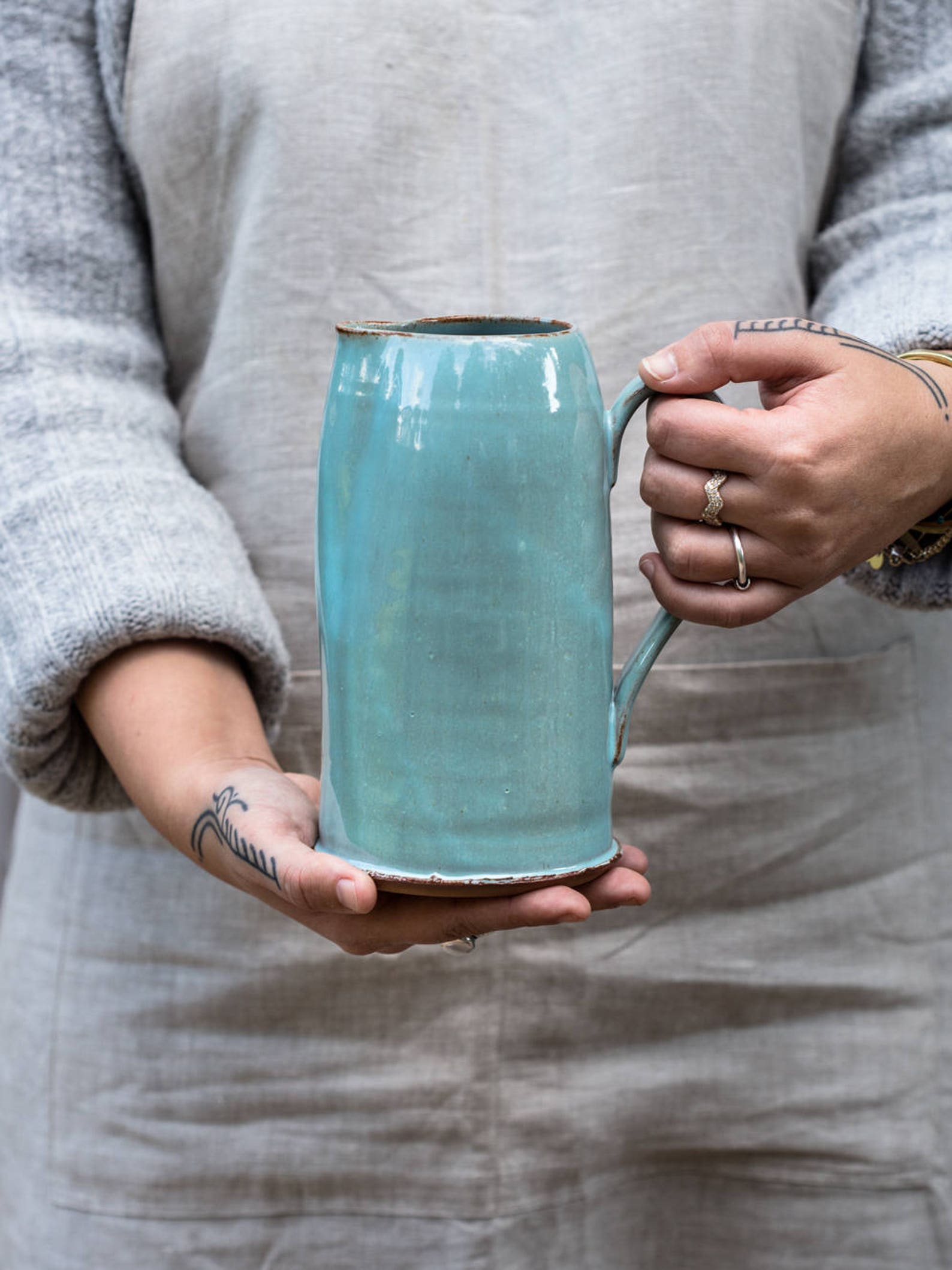 Ceramic Pitcher Vase, Farmhouse Ceramic Pitcher, Flowers Lover Gift ...