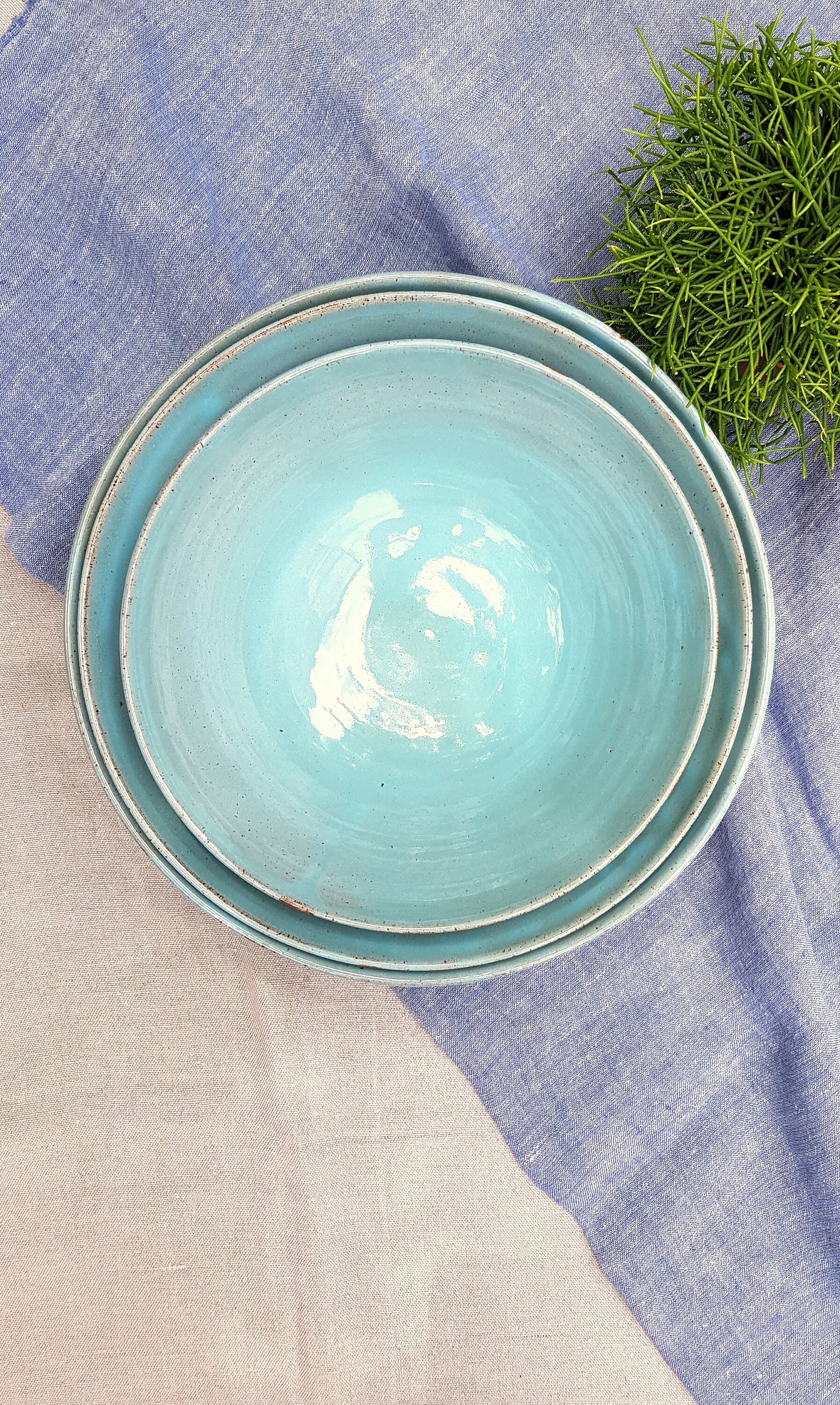 Large Ceramic Serving Bowls Handmade Turquoise Large | Etsy