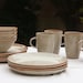 White Pottery Dinnerware Set for 4, Handmade Ceramic Dinnerware With ...