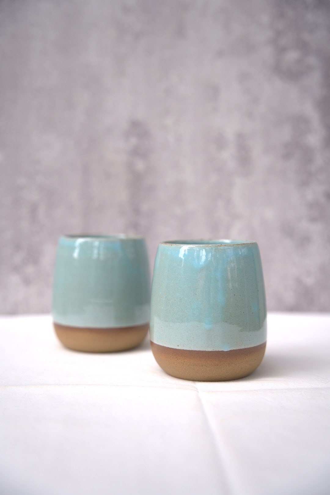 Turquoise Rounded Pottery Mug, Rustic Ceramic Tumbler - Etsy