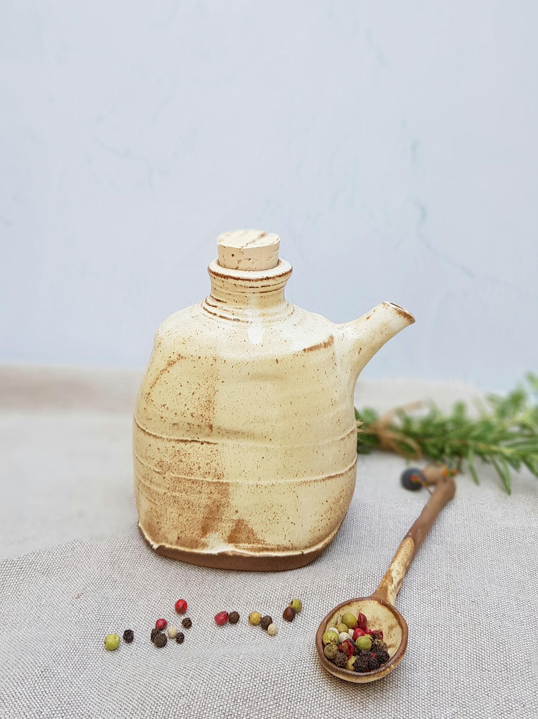 Stoneware Olive Oil Flask Pottery Flask Vinegar Decanter - Etsy UK